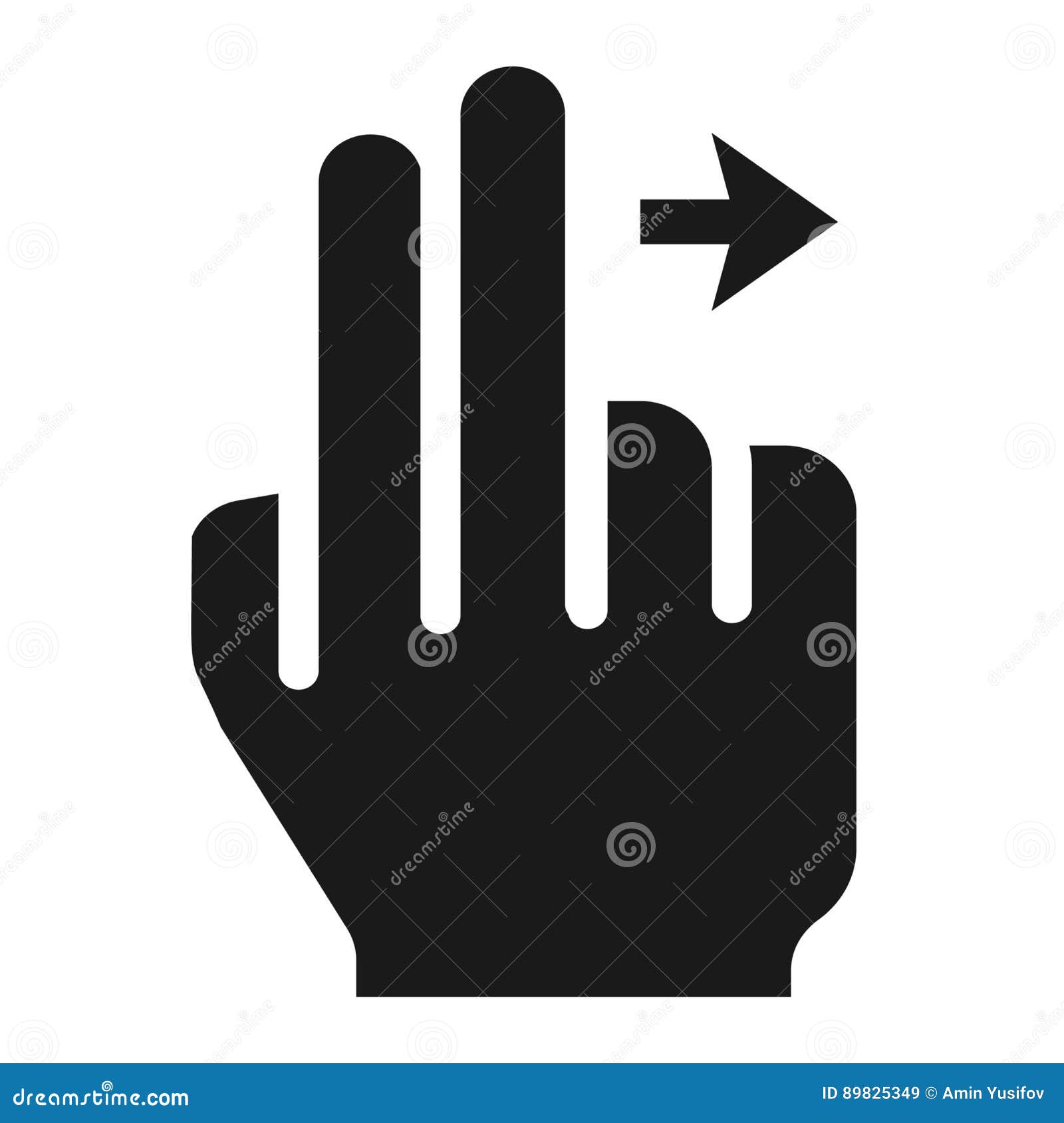 2 Finger Swipe Right Solid Icon, Touch and Gesture Stock Vector ...