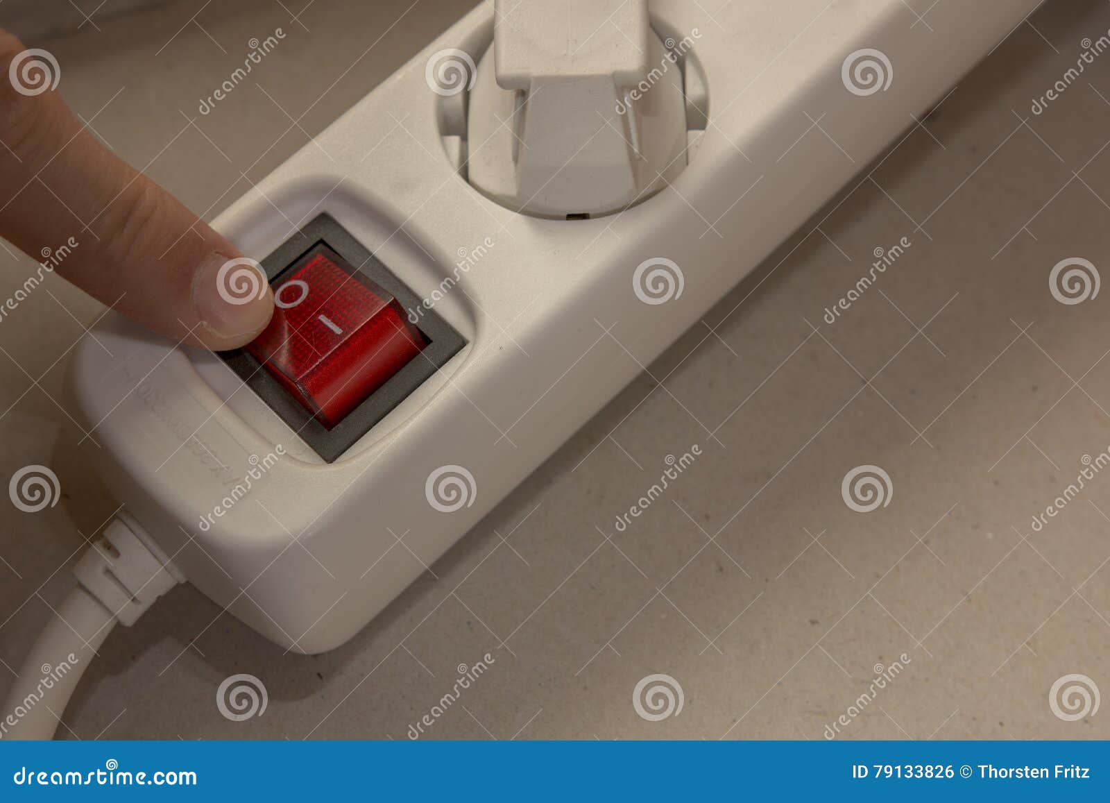 Finger Switches Off Red Button Stock Photo - Image of change, button ...