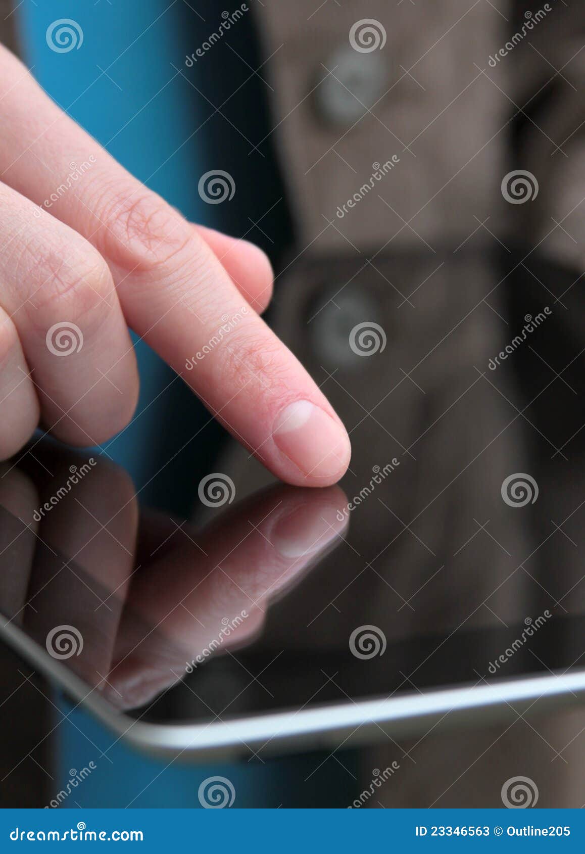 Finger on Tablet Computer Screen Stock Image - Image of device, phone ...