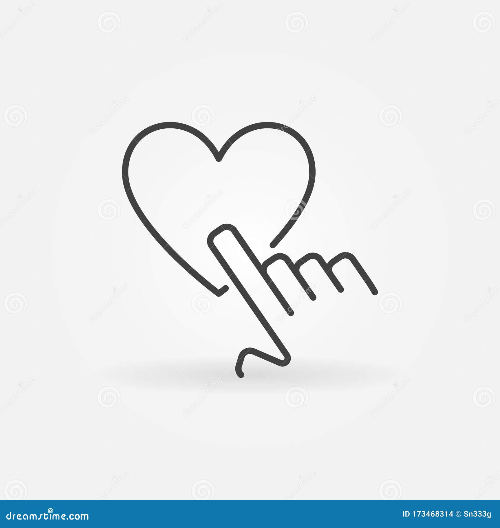 Finger Tap on Heart Vector Outline Concept Icon Stock Vector ...