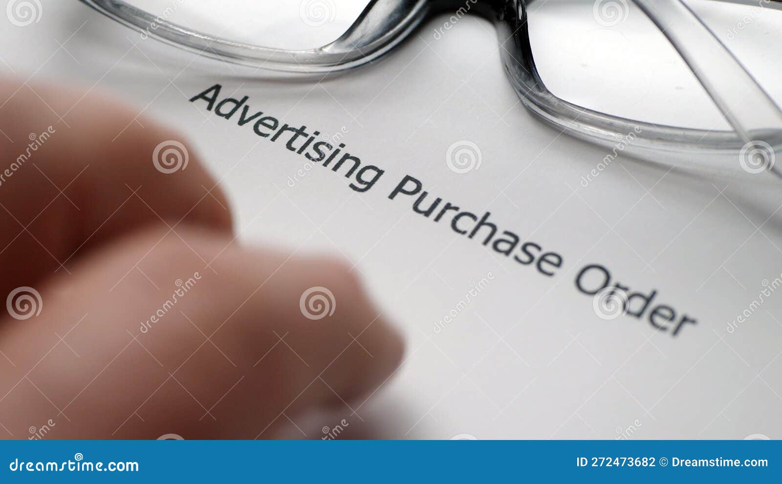 Finger Tapping on Advertising Purchase Order Stock Photo - Image of ...