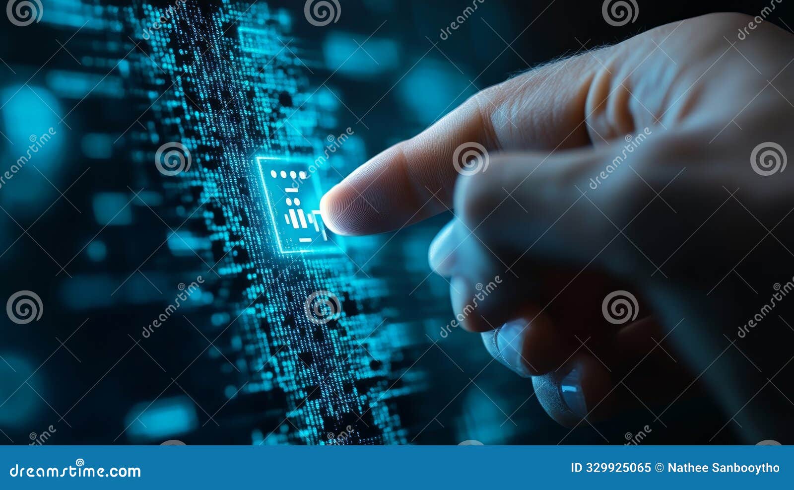 Finger Tapping Futuristic Digital Interface Royalty-Free Stock ...