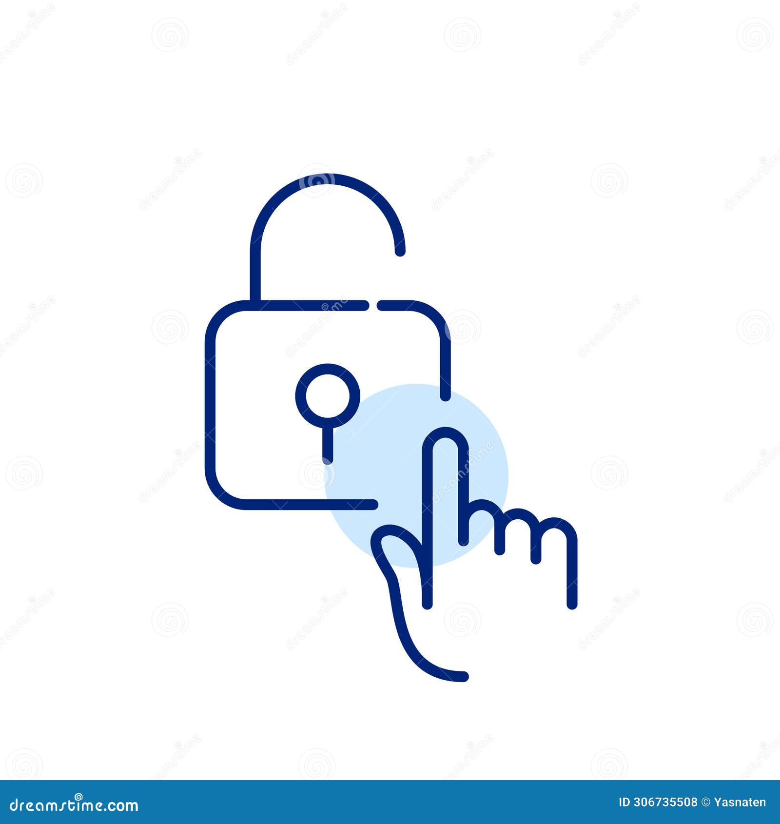 Car Lock Key Fingerprint Technology. Finger Scanner Button Blue Color ...