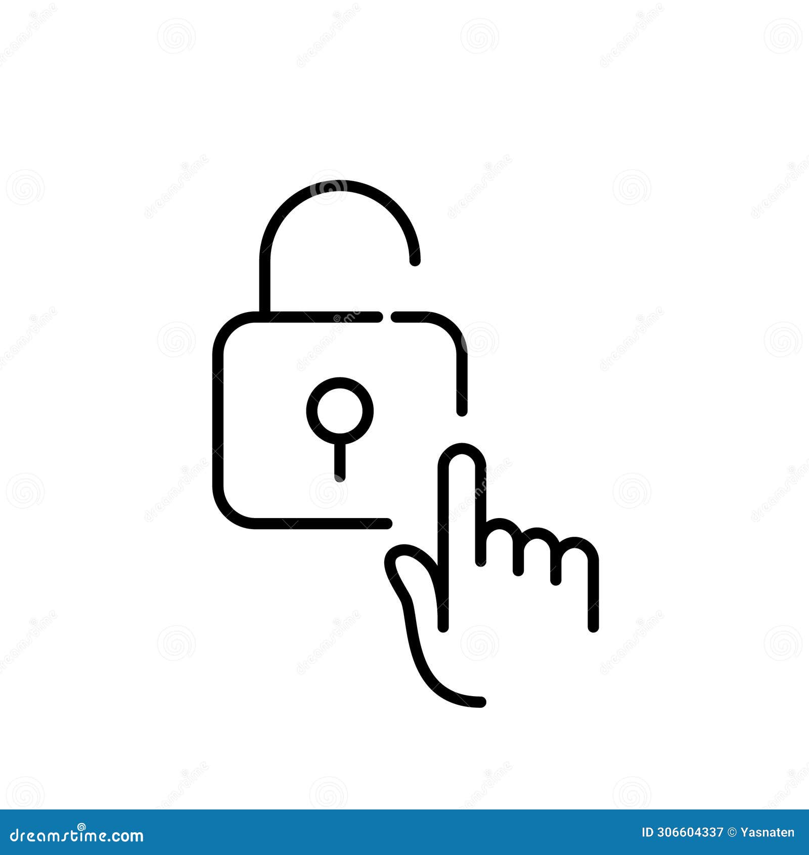 Finger Tapping on Lock. Fingerprint Access. Pixel Perfect Icon Stock ...