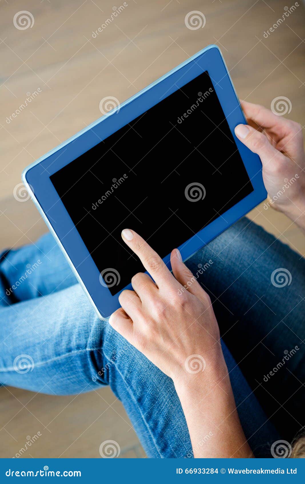 Finger Tapping a Touchscreen Tablet Stock Photo - Image of person ...