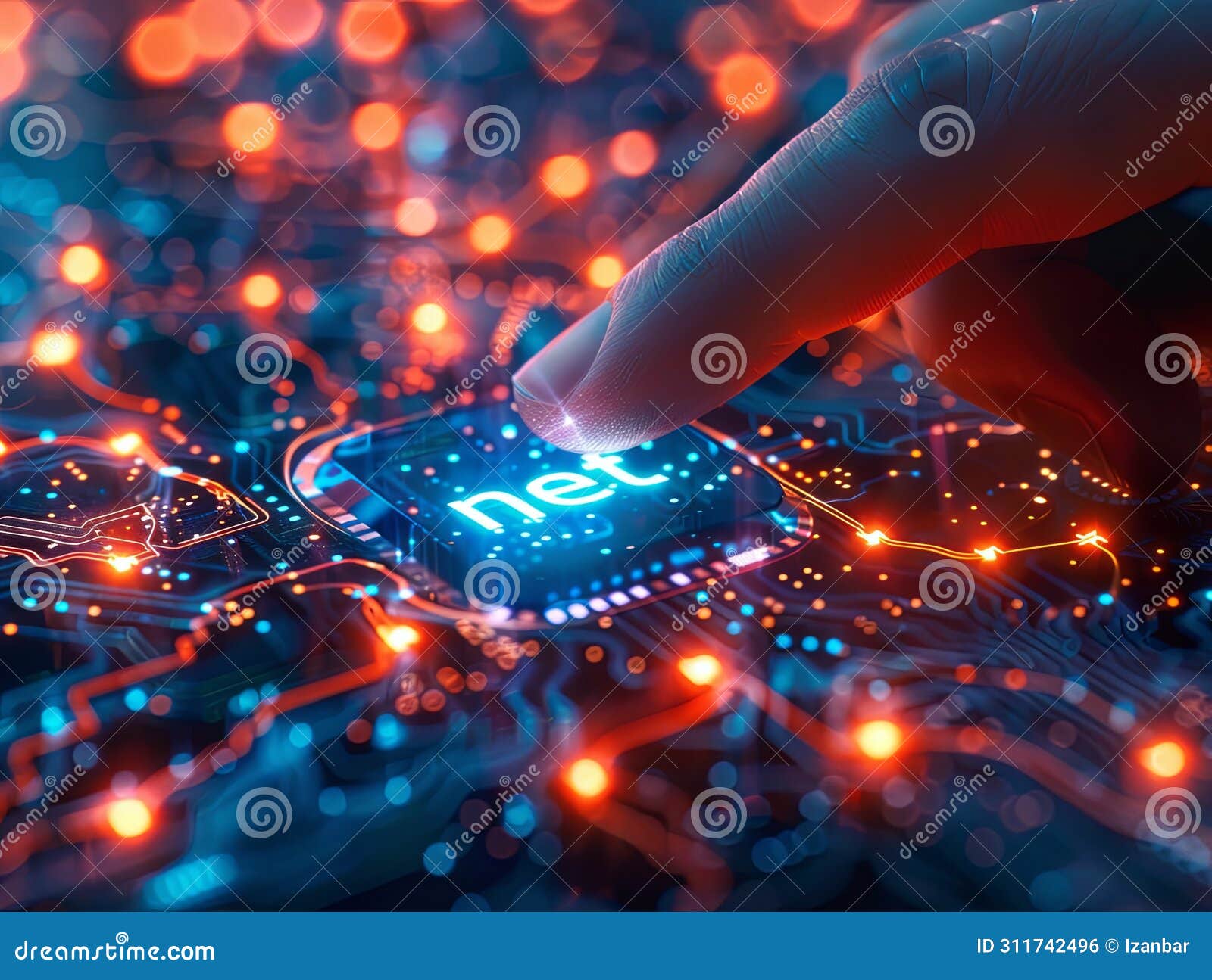 Finger about To Press on a Blue Button with Text "Net", Generative AI ...