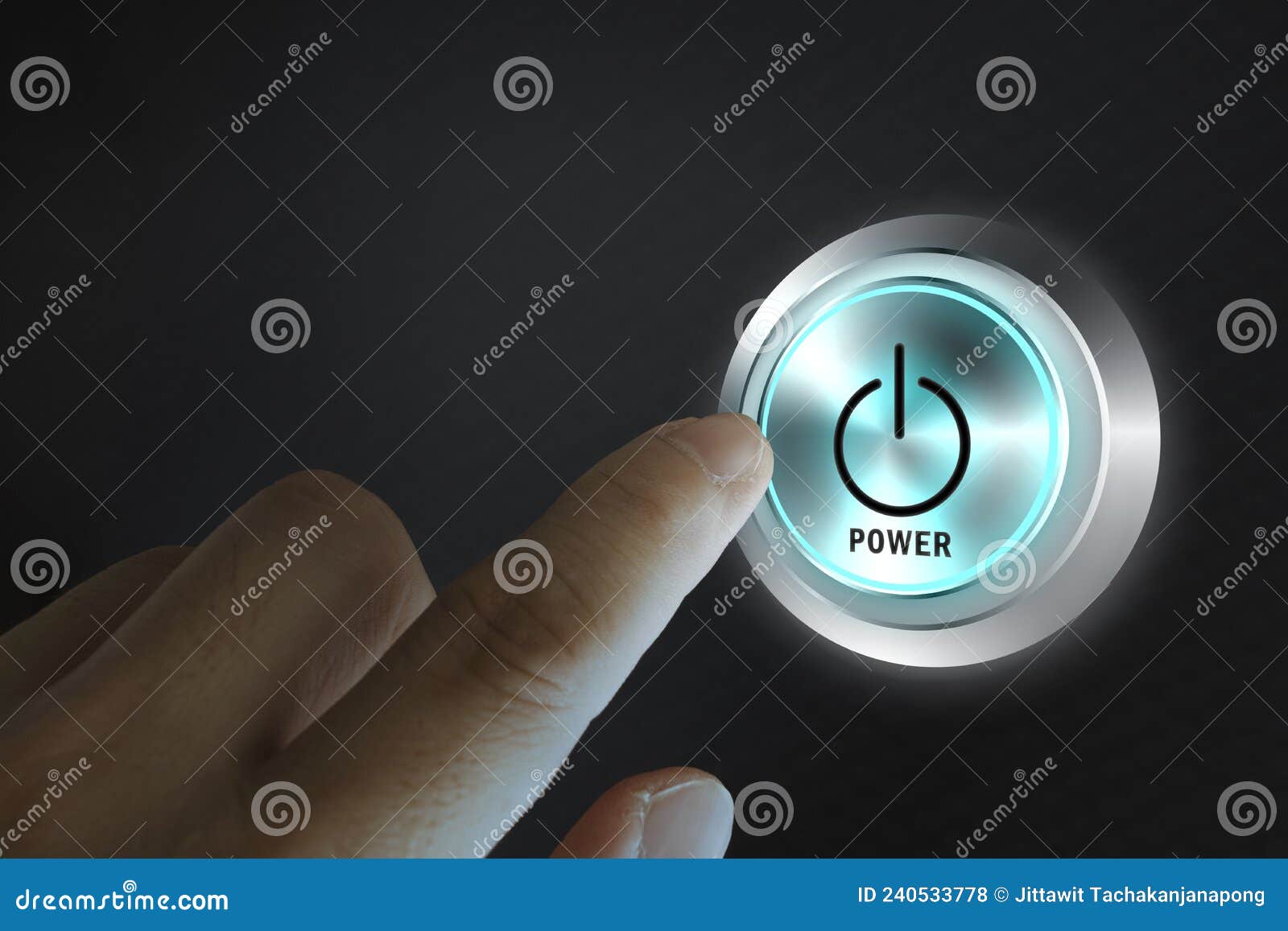 Finger To Press Power Button Hardware Equipment Concept Stock Photos ...
