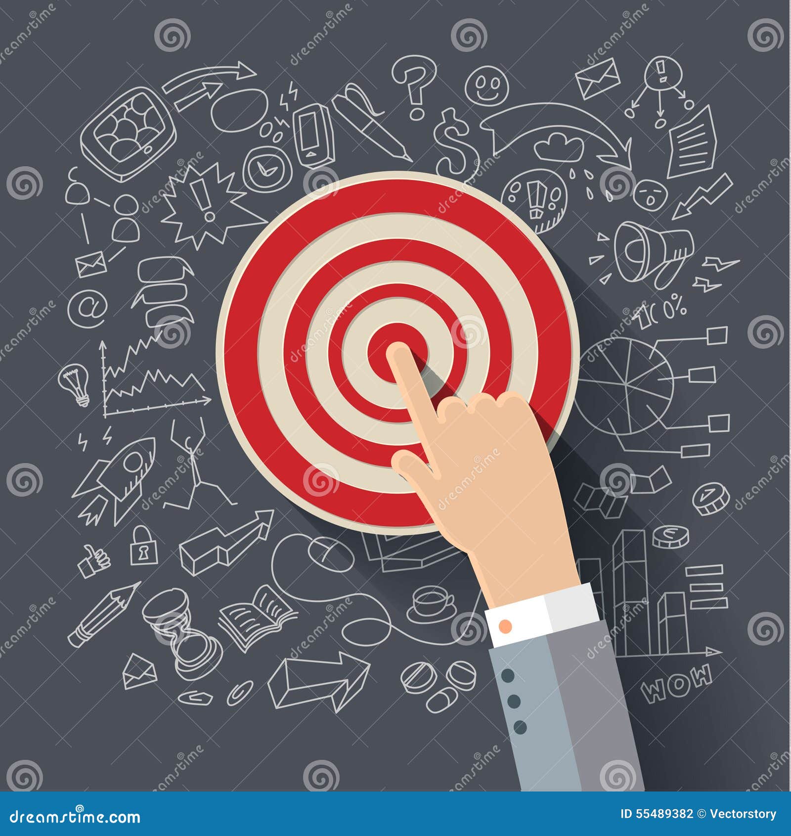 Finger to the target stock vector. Illustration of marketing - 55489382