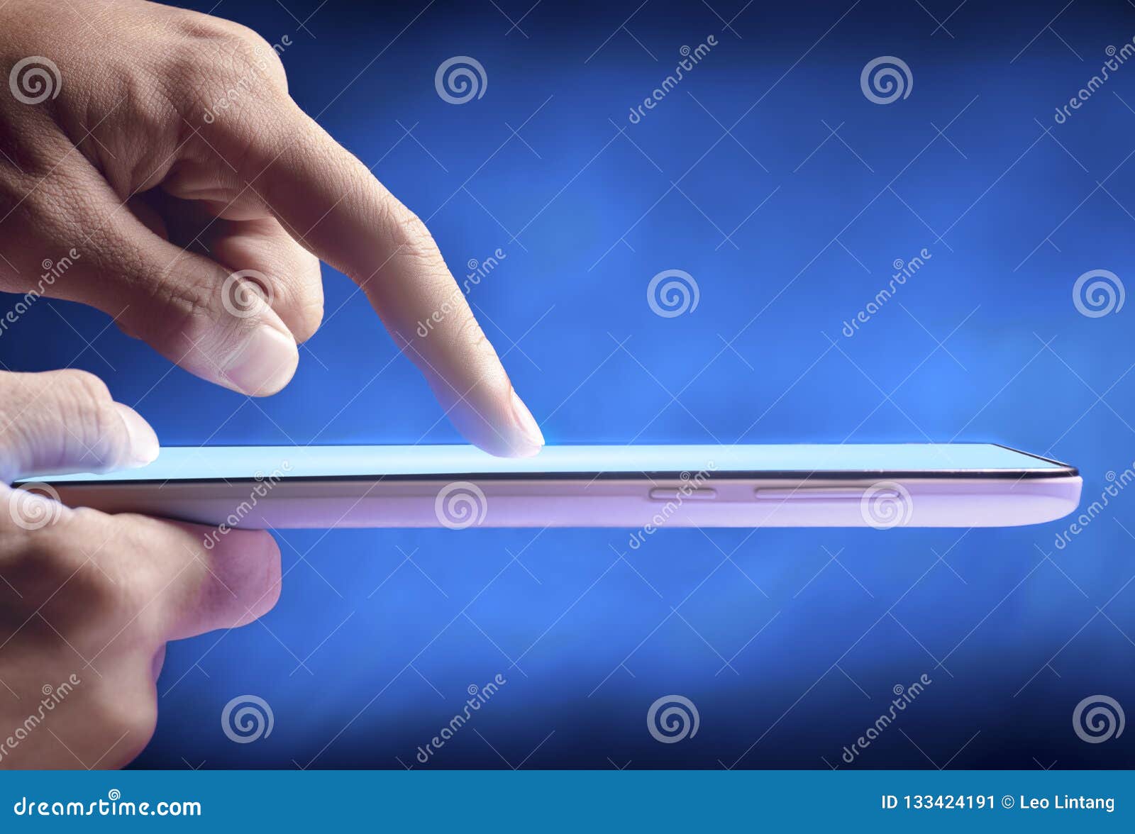 Finger Touch on Digital Tablet Screen Stock Image - Image of modern ...