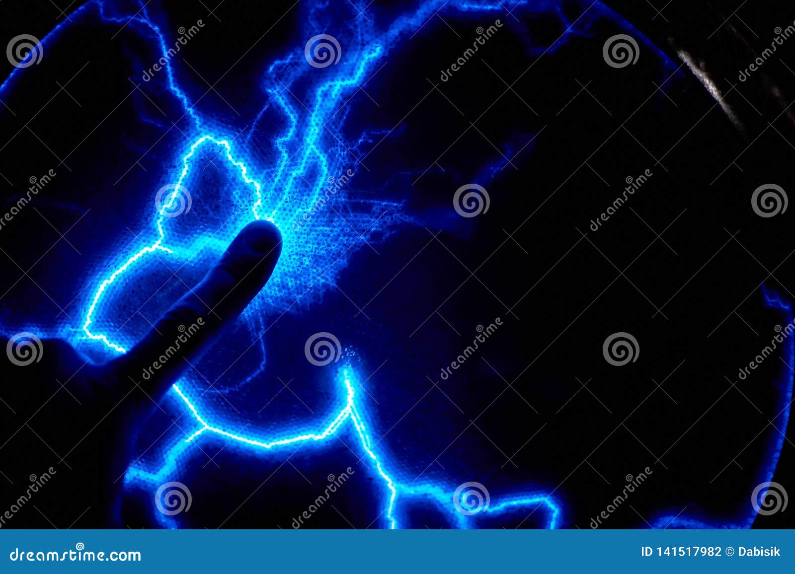 Finger Touch Electric Plasma Ball on a Dark Background. Static ...