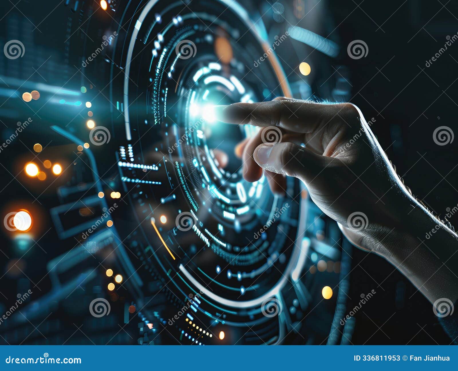 Finger Touch Electronic Screens and Circuits Stock Image - Image of ...