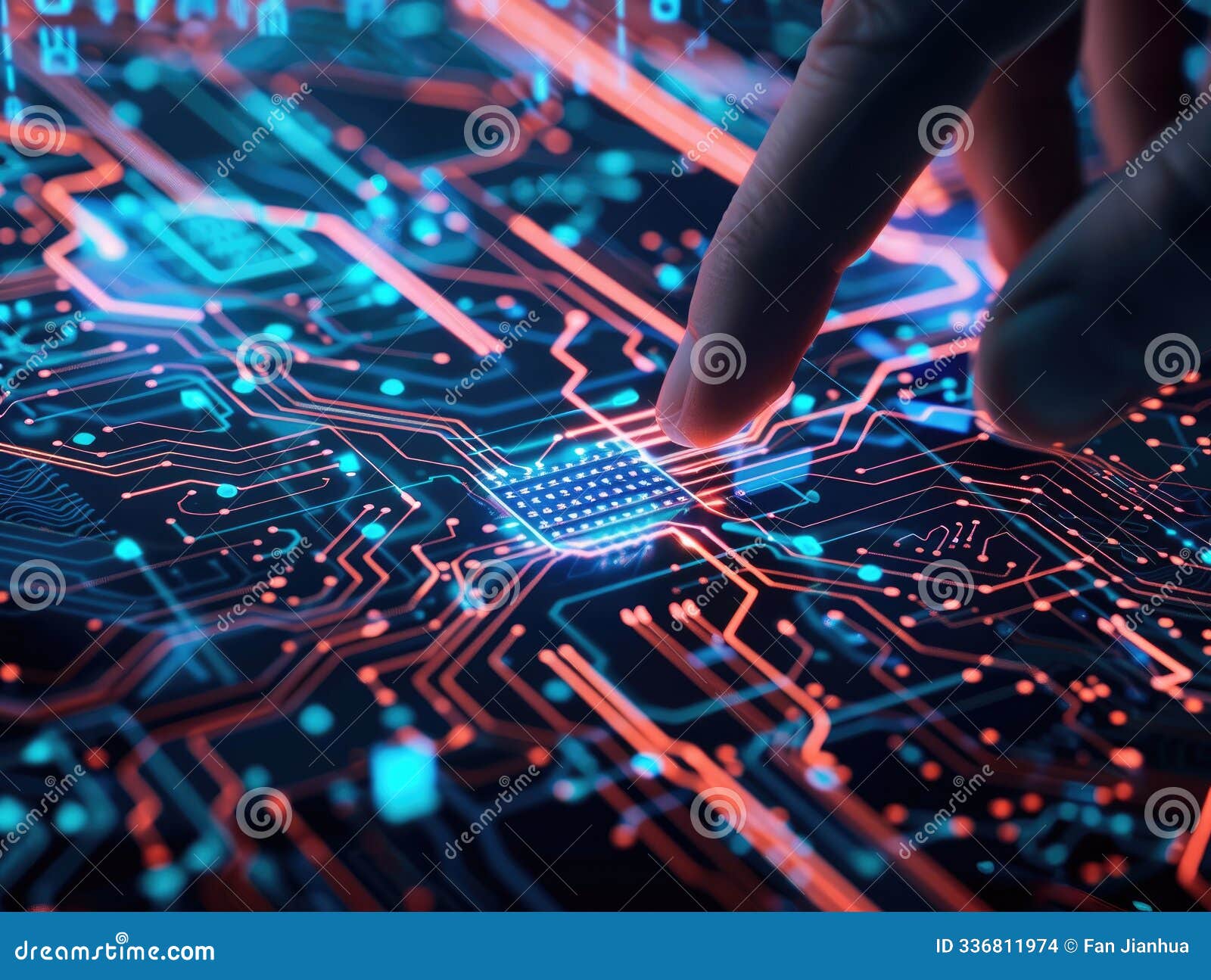 Finger Touch Electronic Screens and Circuits Stock Photo - Image of ...