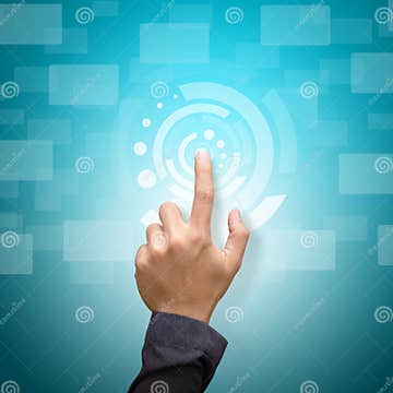Finger Touch the Power Button Stock Image - Image of communication ...