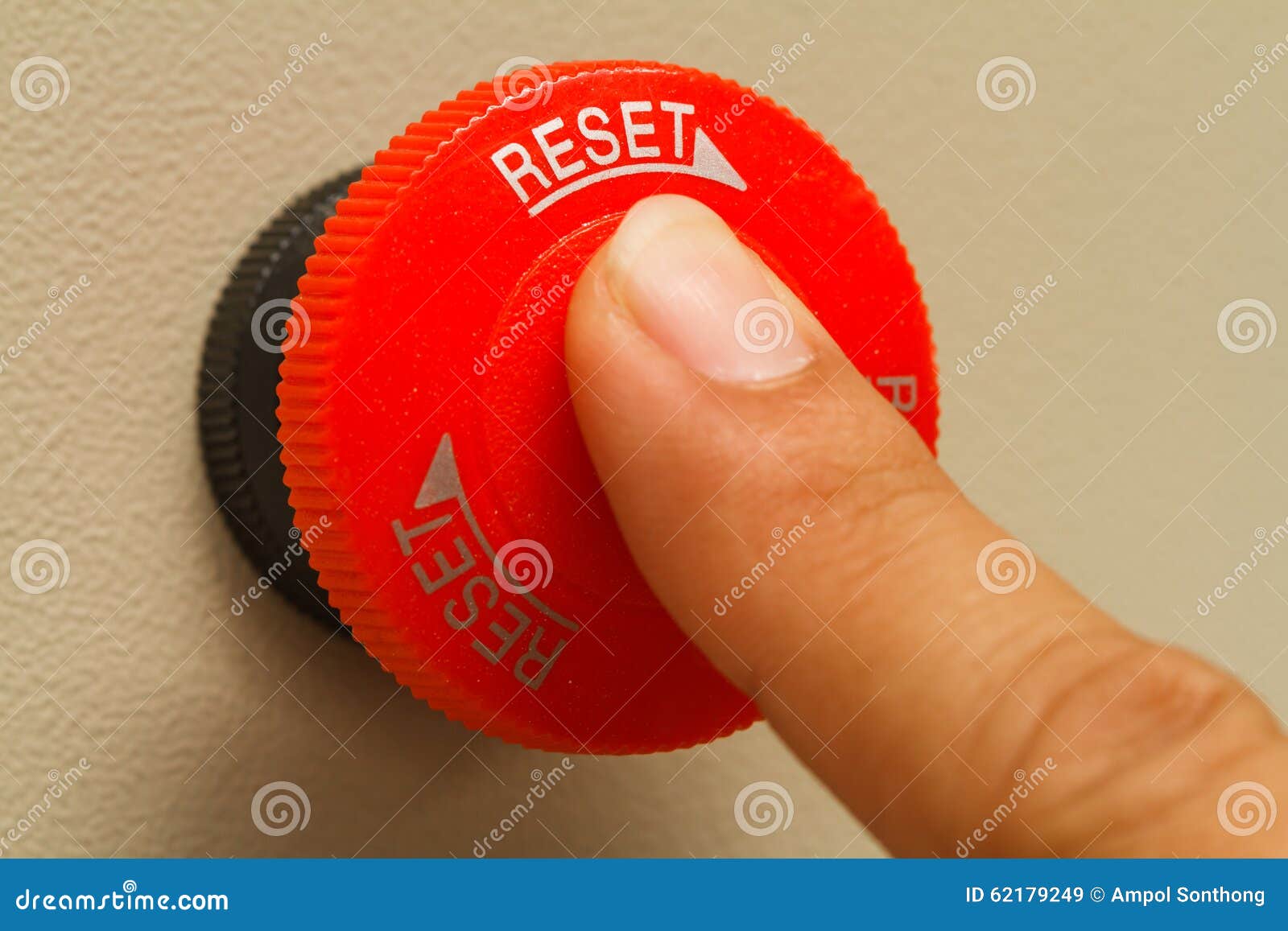 Finger Touch on Red Emergency Stop Switch Stock Image - Image of stop ...