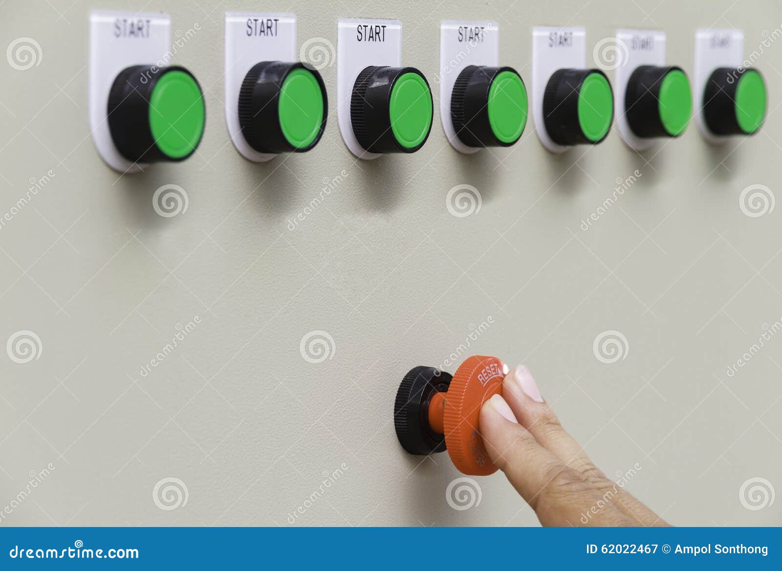 Finger Touch on Red Emergency Stop Switch Stock Image - Image of ...