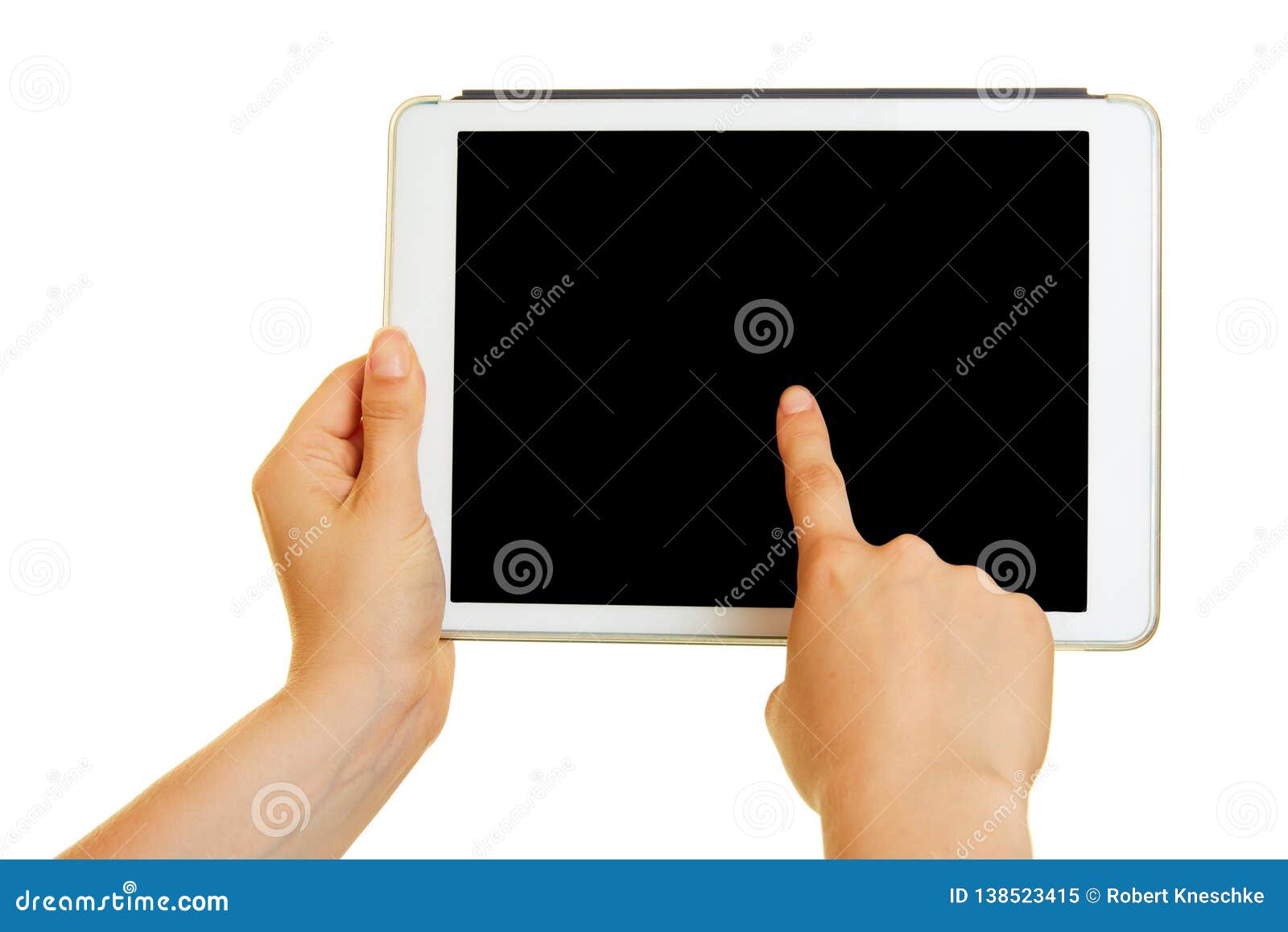 Finger on Touch Screen of Tablet Computer Stock Image - Image of typing ...