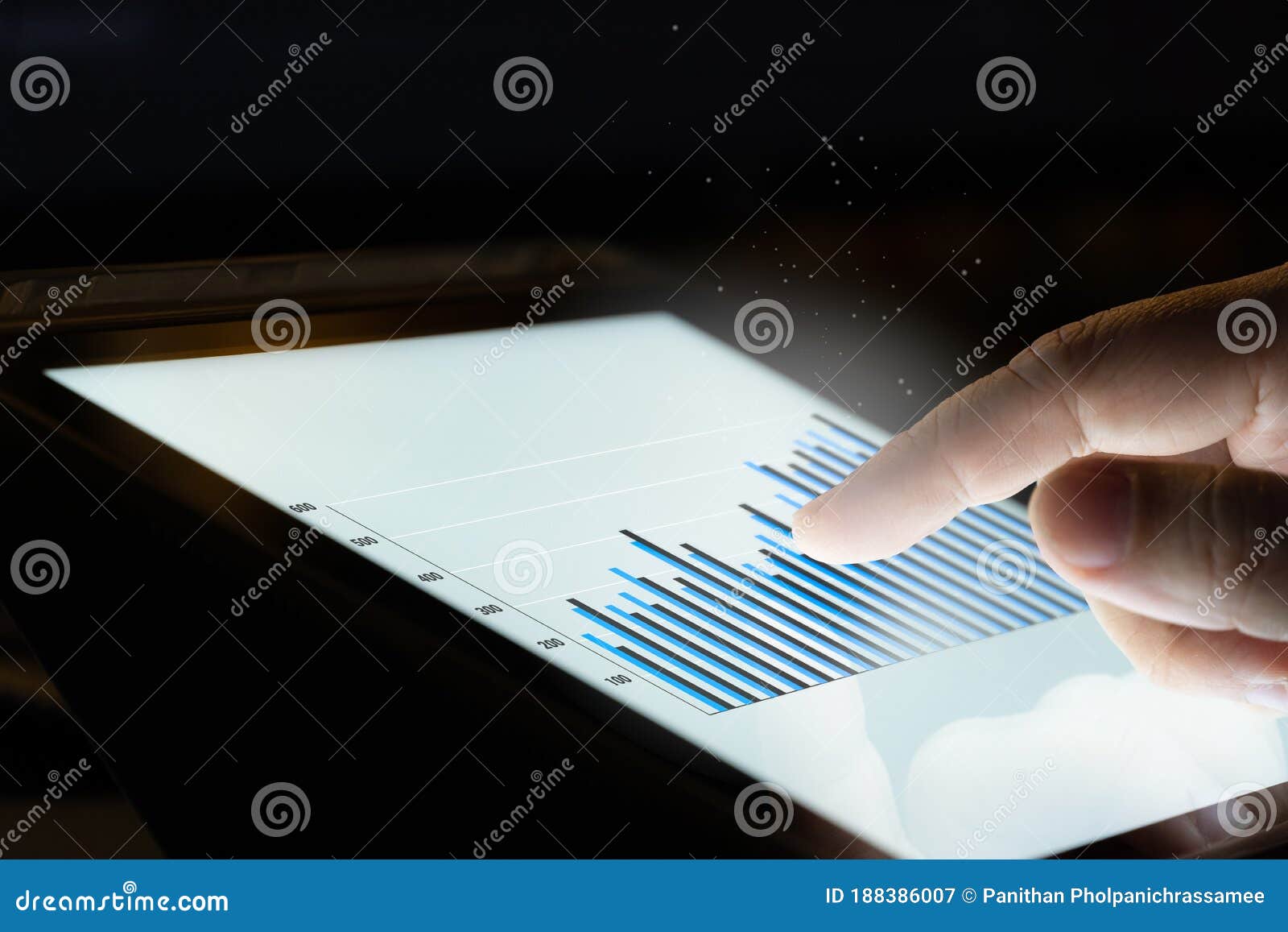 Finger Touch on Tablet Screen Mock Up with Light. Stock Image - Image ...