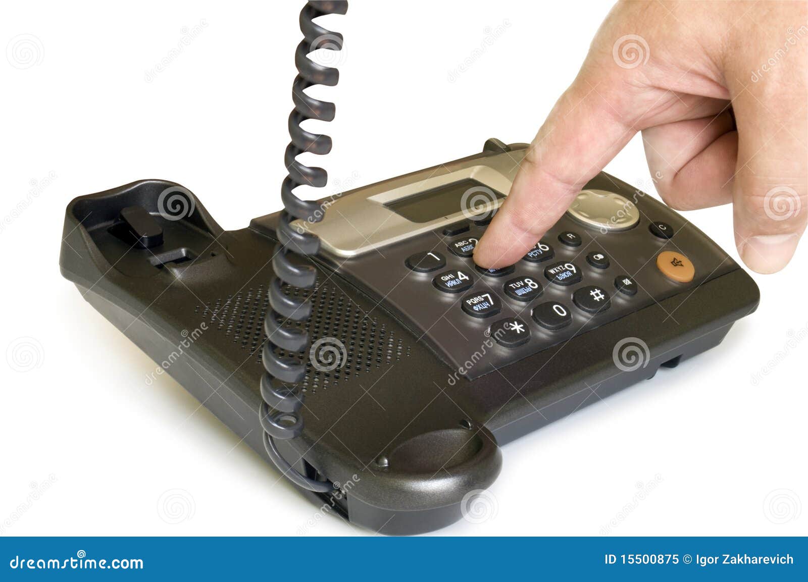 Finger touch the telephone stock image. Image of male - 15500875