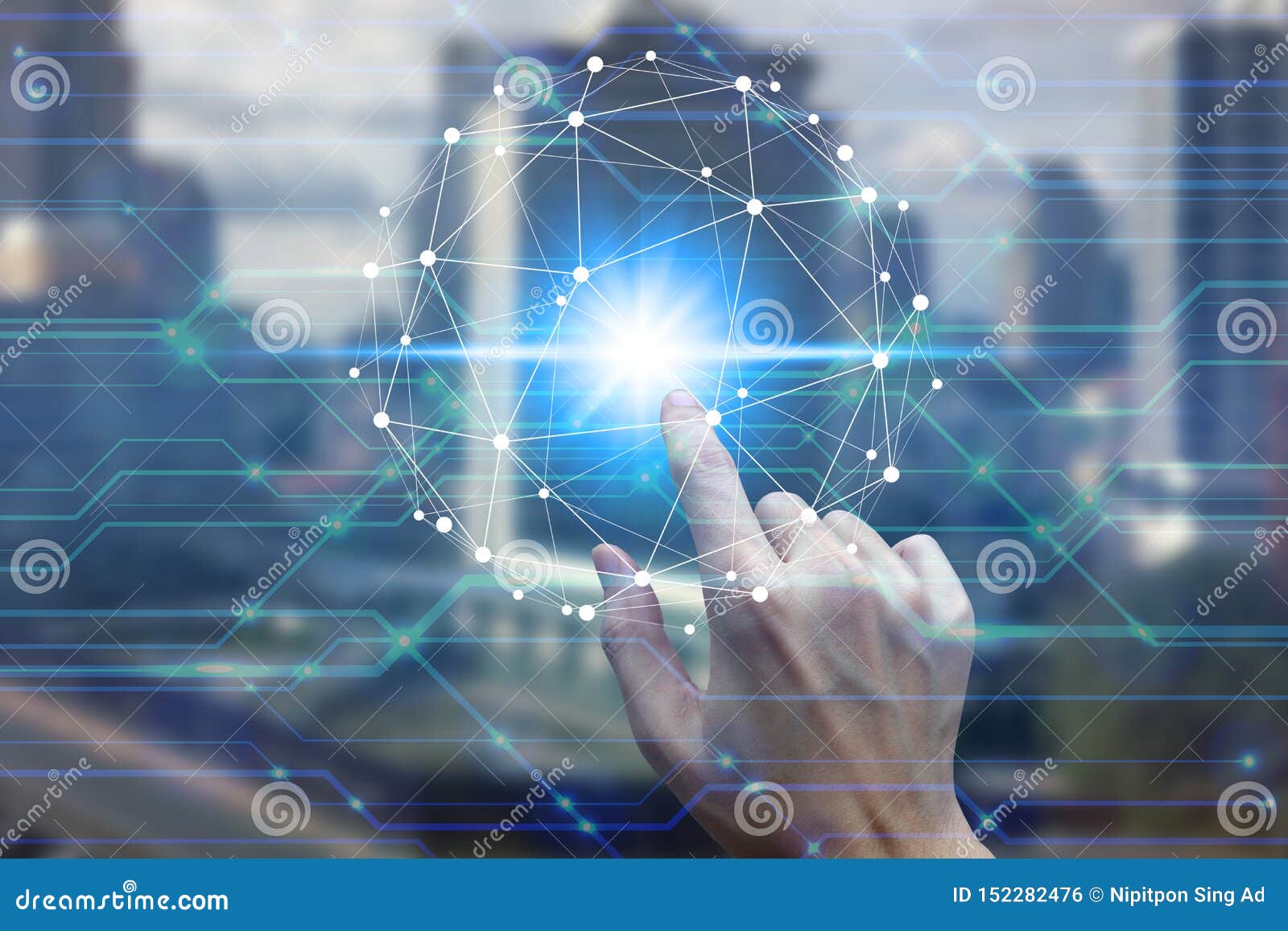 Finger Touch with Virtual Screen Over the Network Connection Stock ...