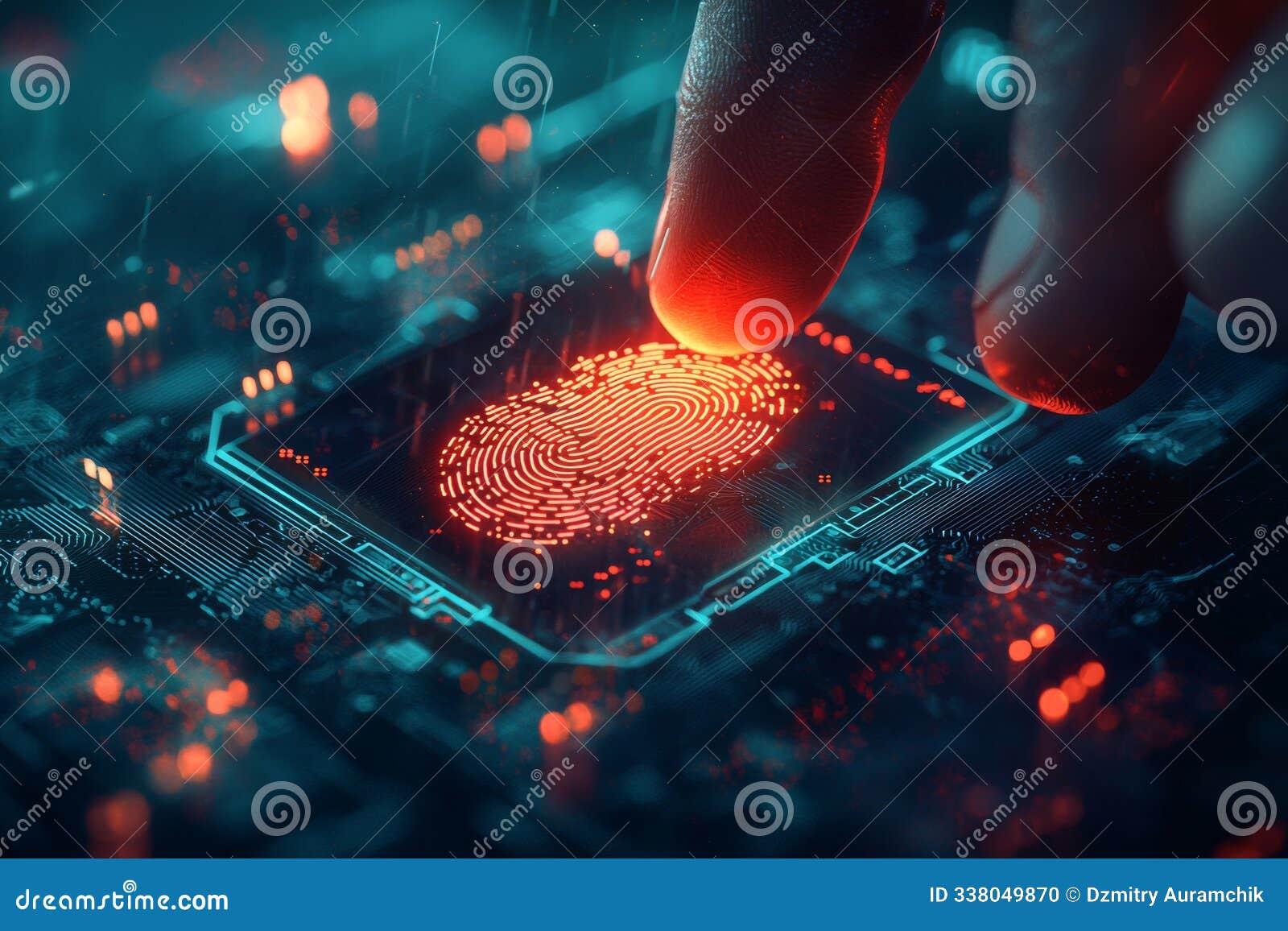 Finger Touching Biometric Fingerprint Scanner, Demonstrating Advanced ...