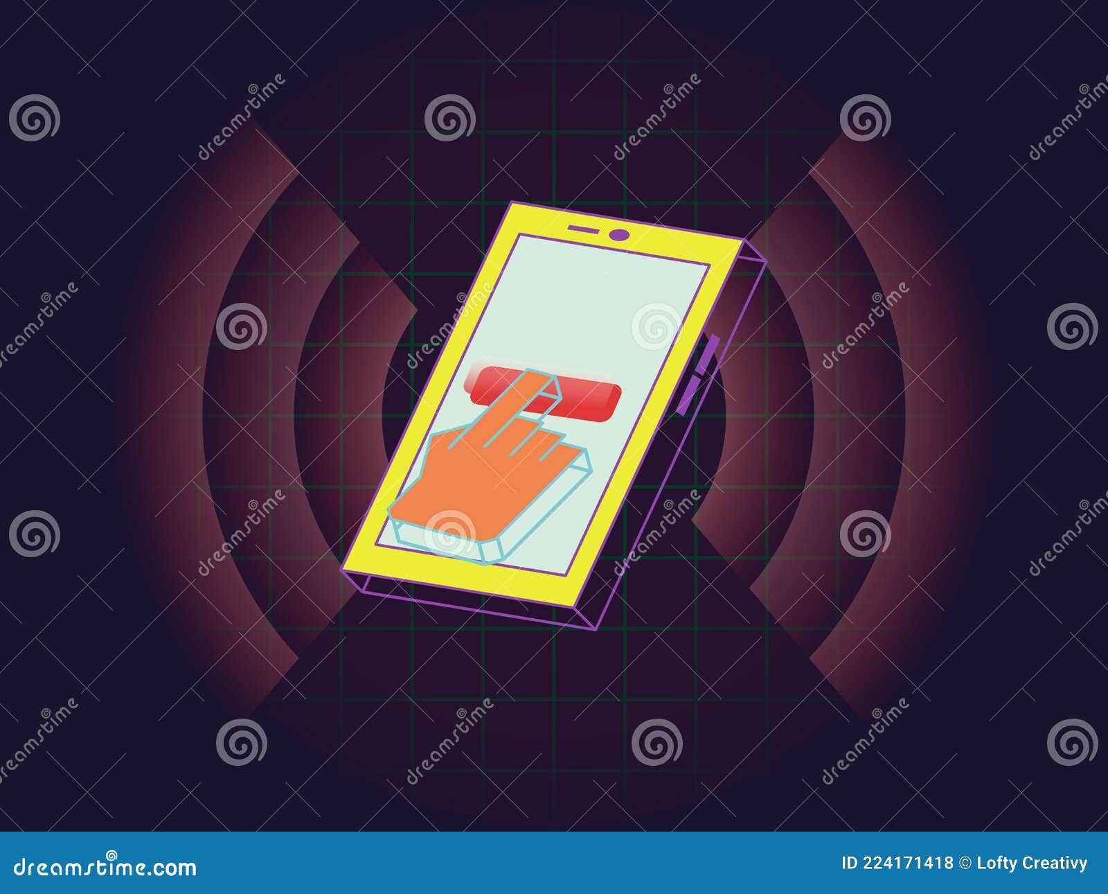 Finger Touching a Button on the Cellphone Screen so that Signal ...