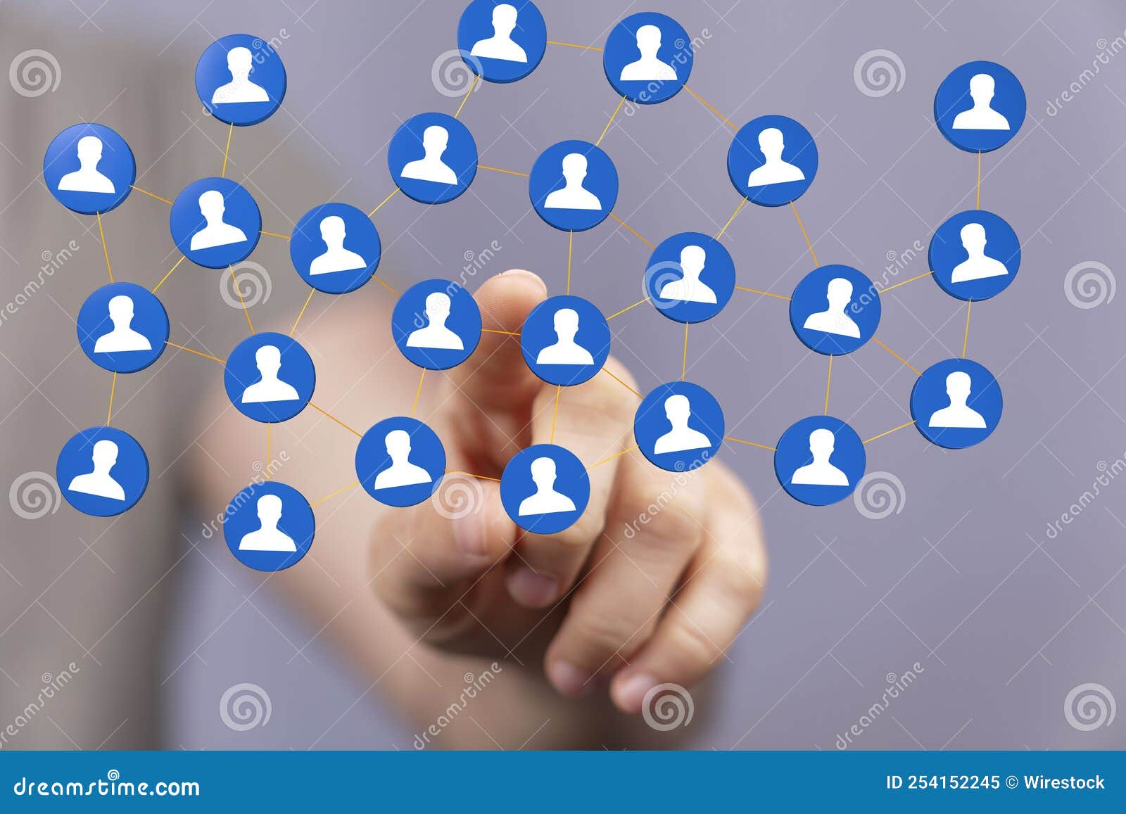 Finger Touching 3D Rendered Human Icons Connected with Dots, a Digital ...