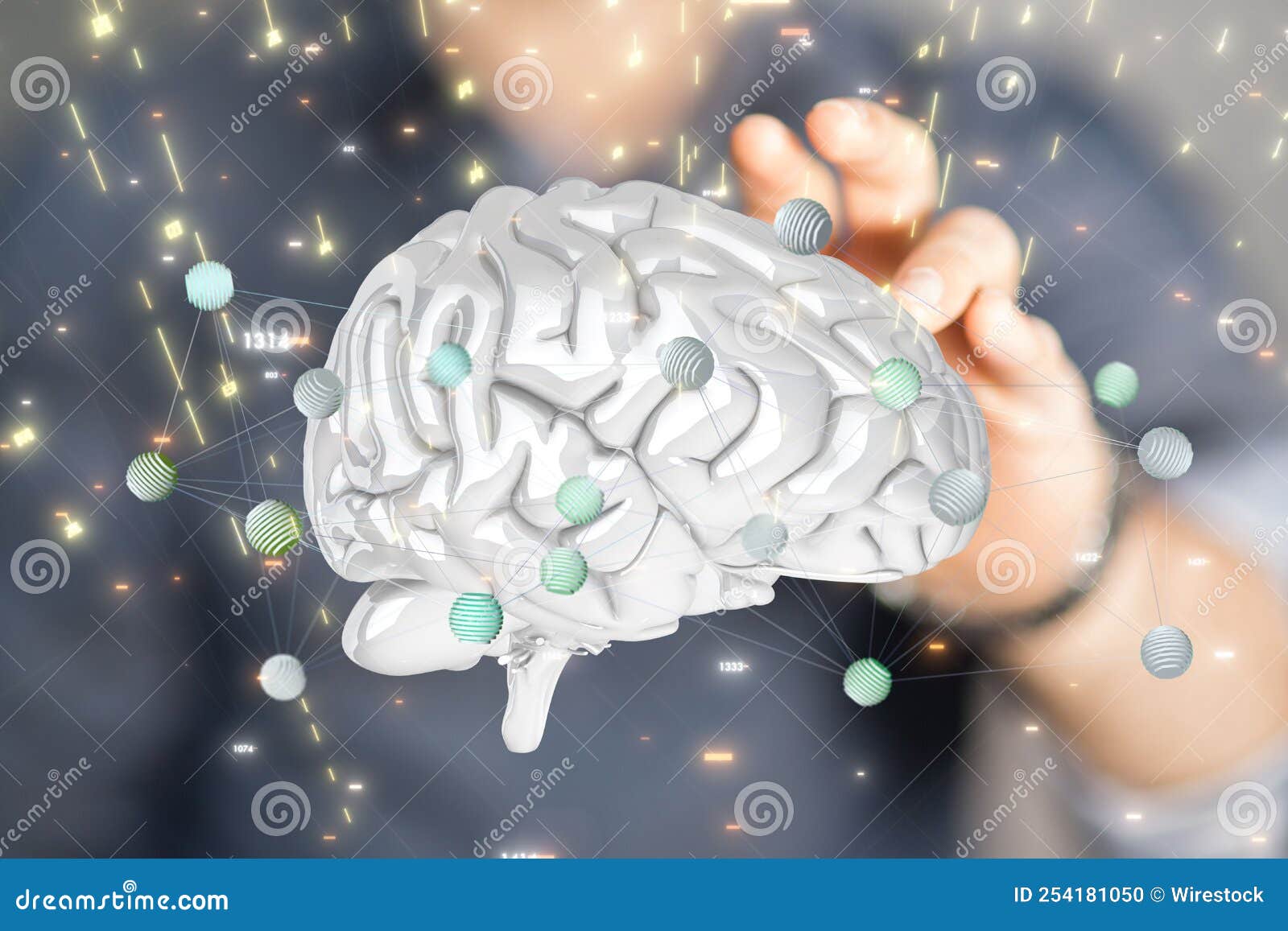 Finger Touching a 3d Rendering of a Brain Stock Photo - Image of ...