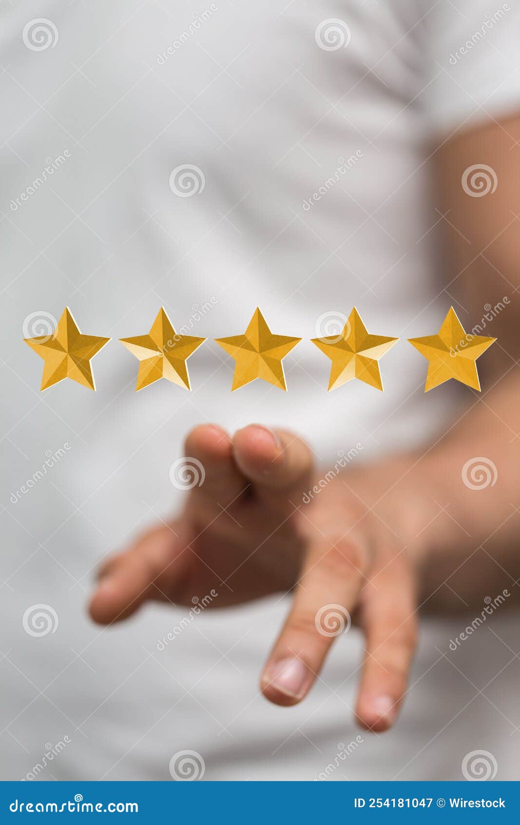 Finger Touching a 3d Rendering of a Five Star Rating Stock Image ...