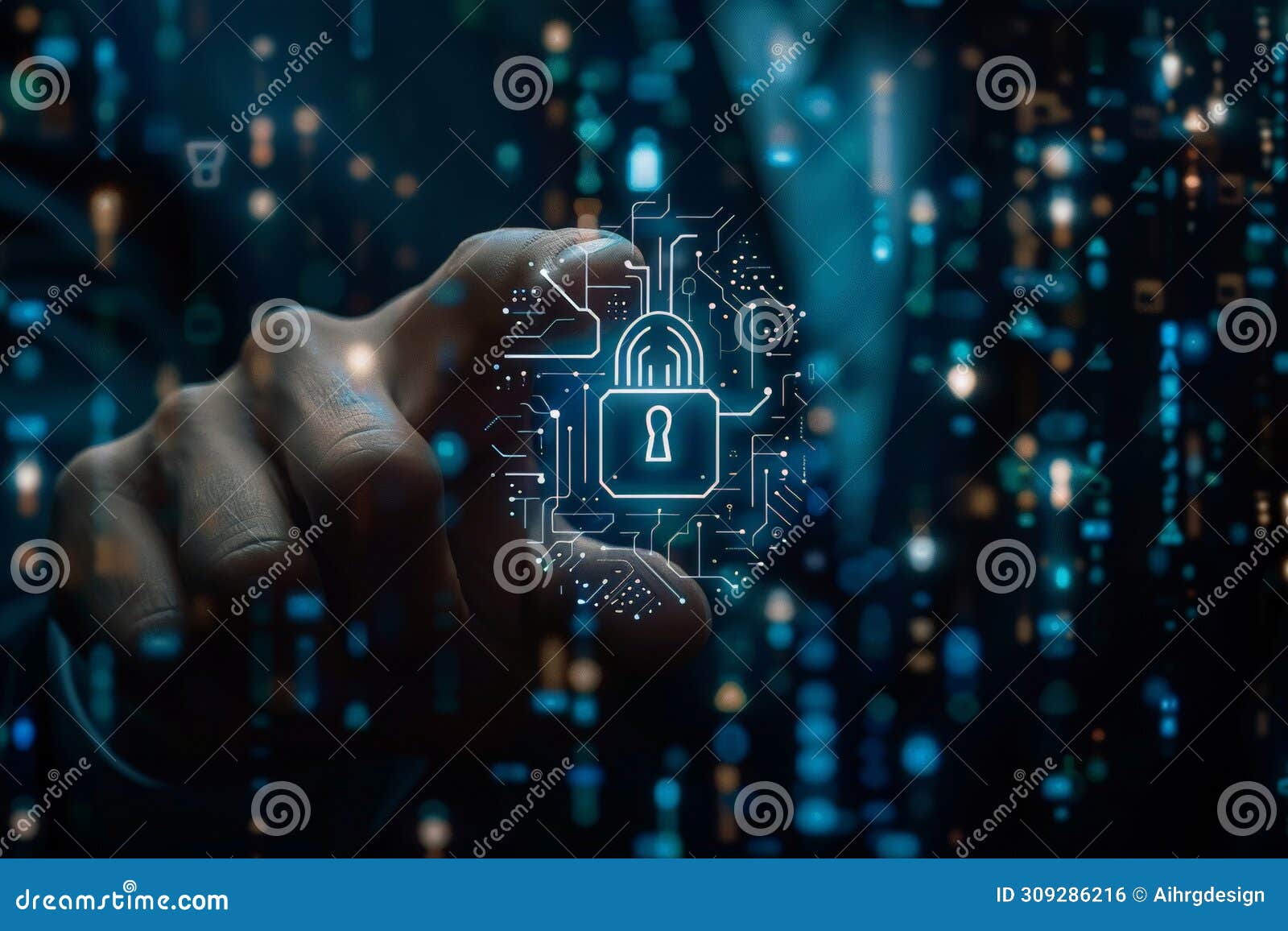 Finger Touching Digital Lock Icon on Screen Stock Illustration ...