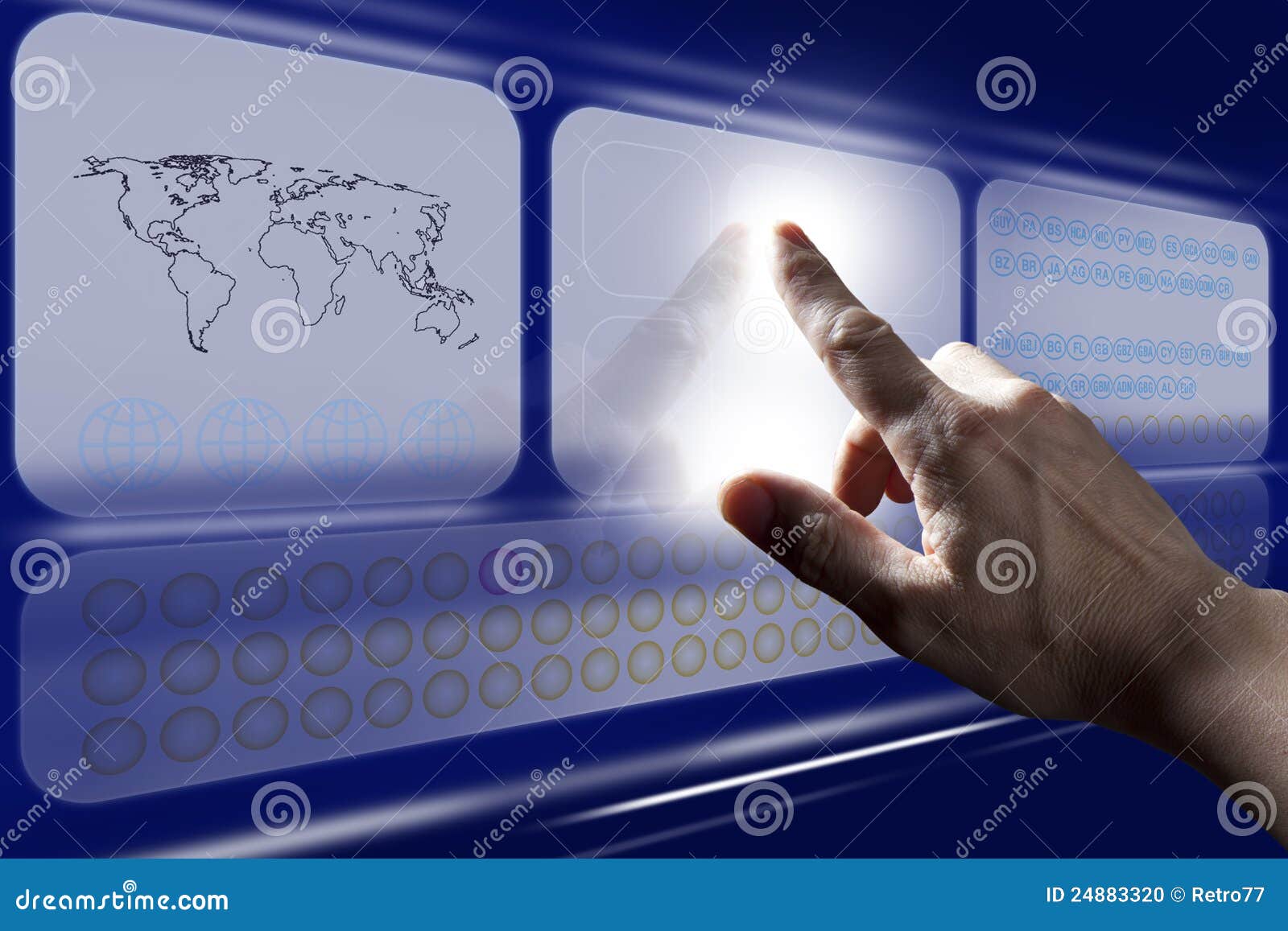 Finger Touching Digital Touch Screen Stock Photo - Image of push, idea ...