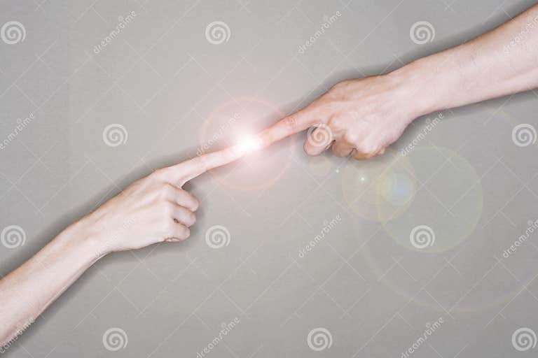 Finger Touching Electricity Stock Photo - Image of space, electric ...