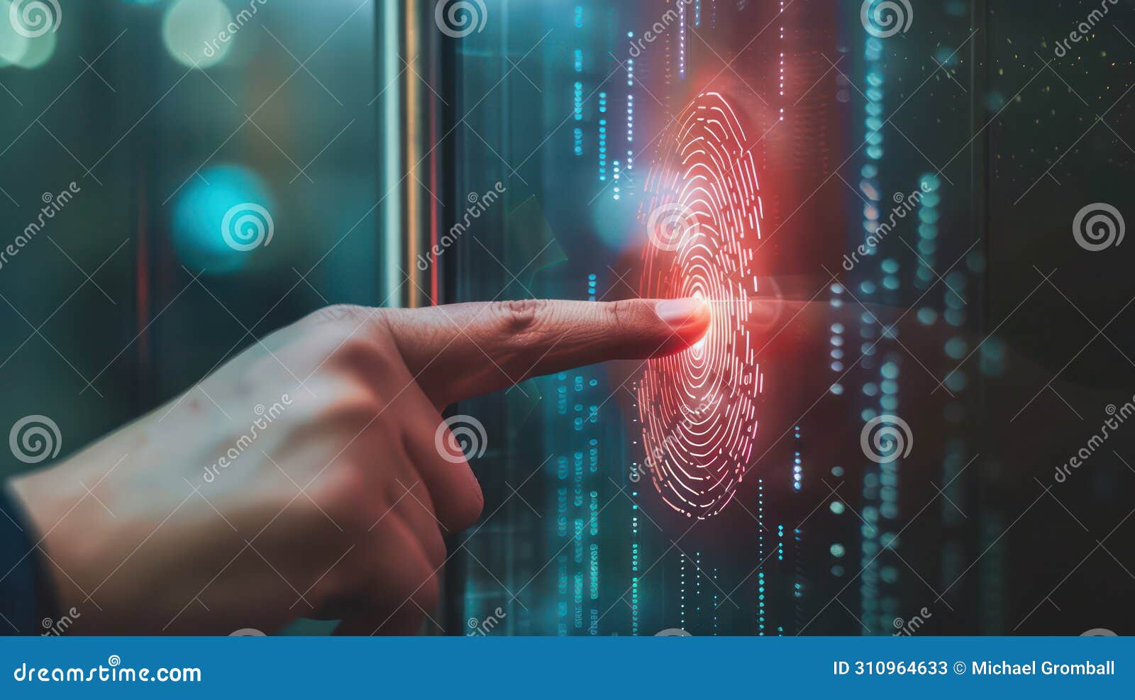 Finger Touching a Fingerprint Screen Created with Generative AI ...