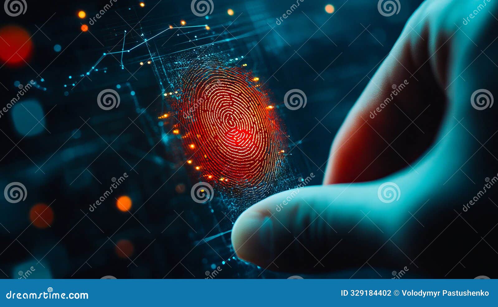 A Finger Touching a Fingerprint on a Touch Screen Stock Photo - Image ...