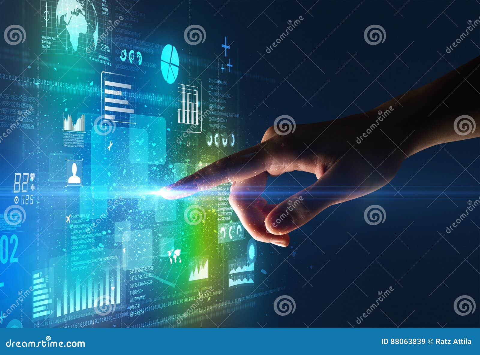 Finger touching interface stock image. Image of artificial - 88063839