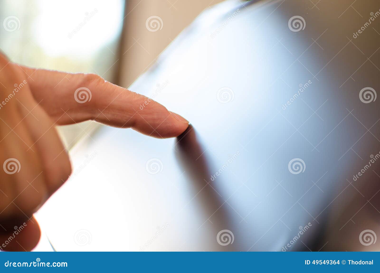 Finger touching a screen stock photo. Image of laptop - 49549364