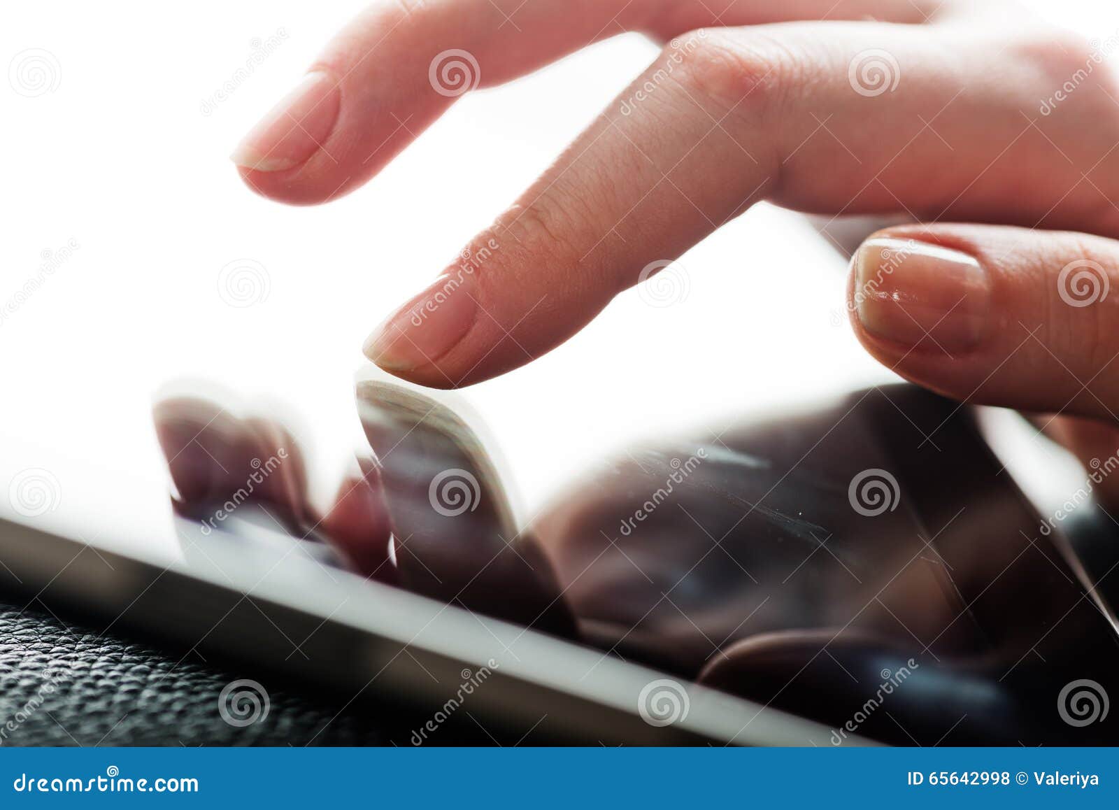 Finger Touching Screen on Tablet-pc Stock Photo - Image of pointing ...