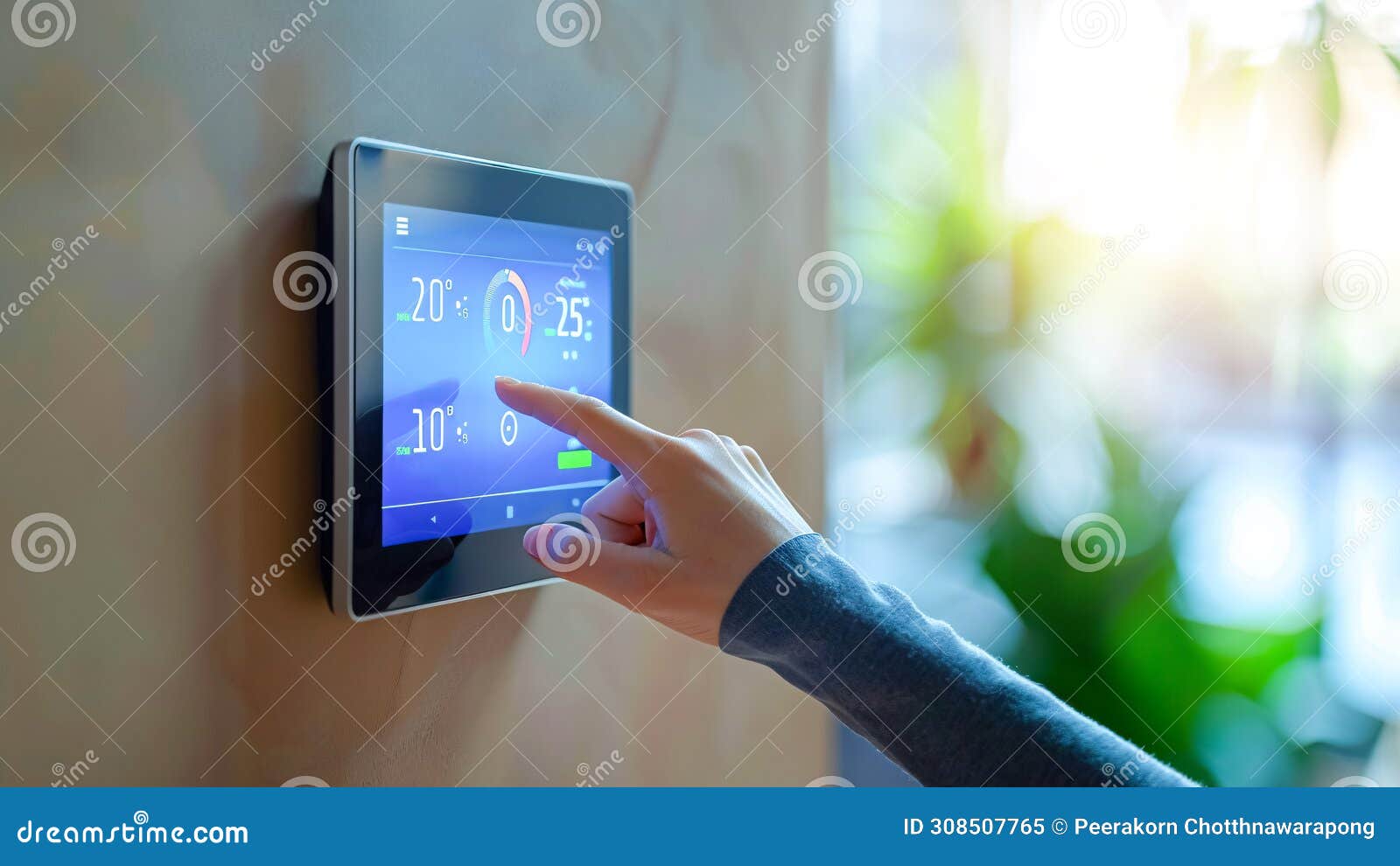 A Finger Touching the Sleek Digital Interface Adjusting the Temperature ...