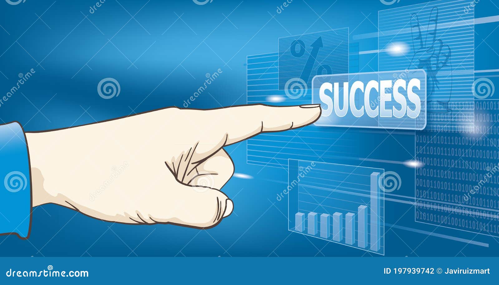 Finger Touching the Success Screen Stock Vector - Illustration of touch ...
