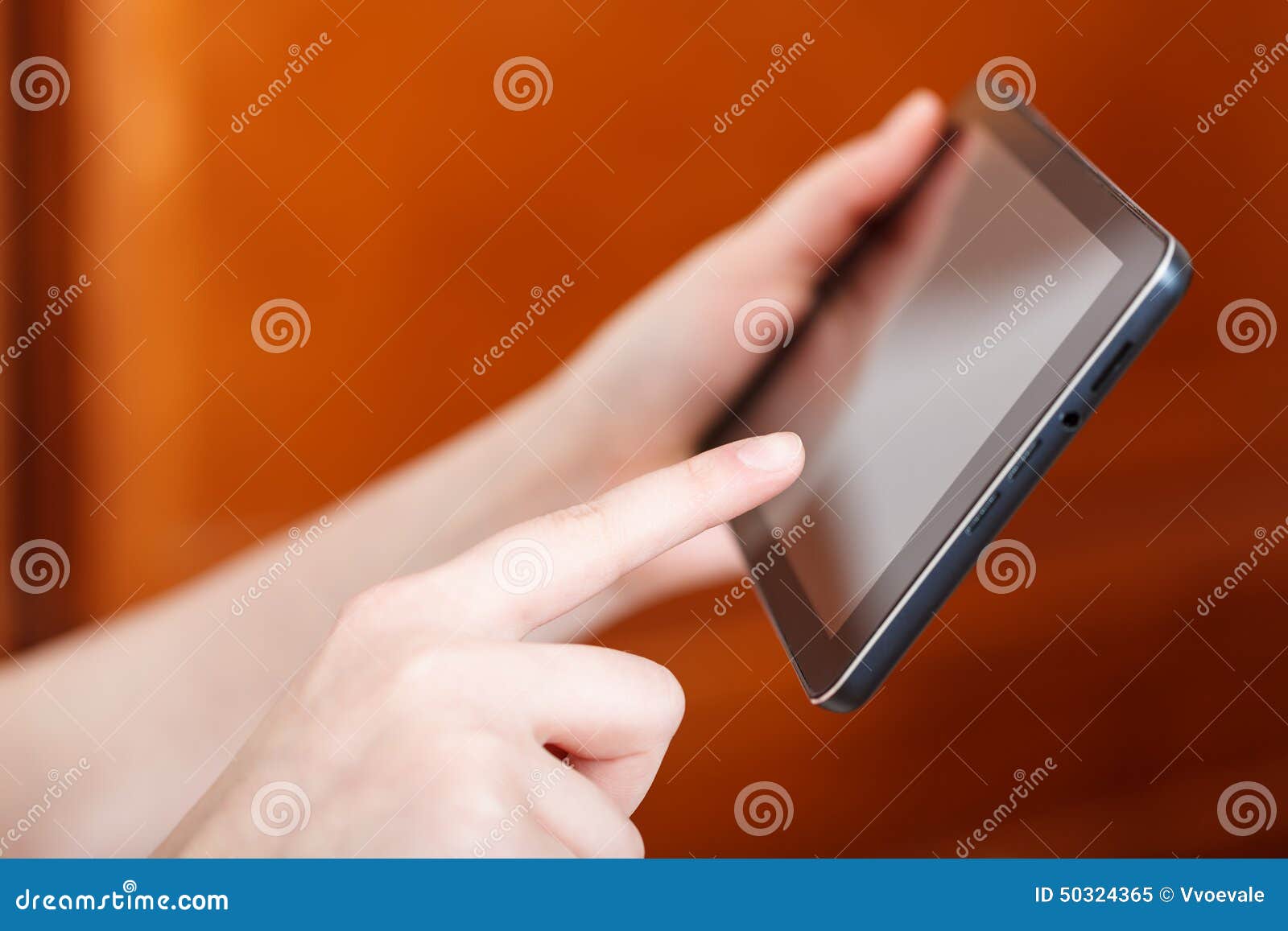 Finger Touching Tablet Pc in Office Stock Image - Image of laptop ...