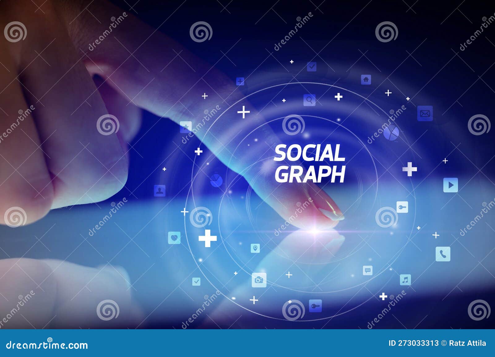 Finger Touching Tablet with Social Media Icons Concept Stock Image ...