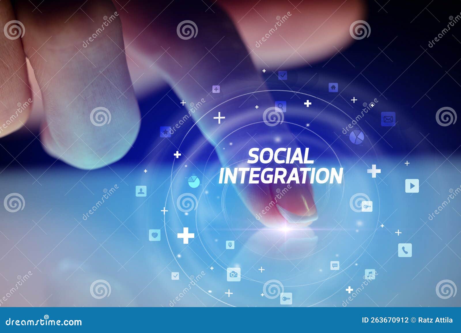 Finger Touching Tablet with Social Media Icons Concept Stock Photo ...