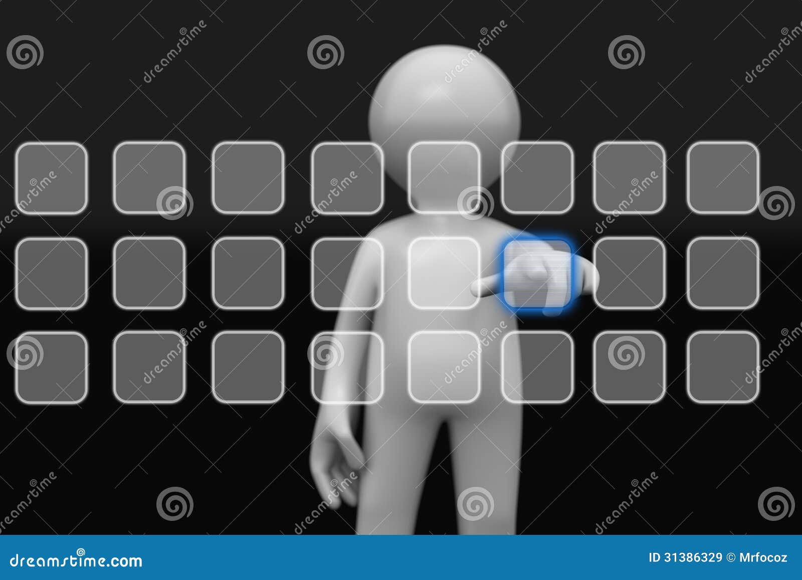 Finger Touching Transparent Digital Touch Screen Stock Illustration ...