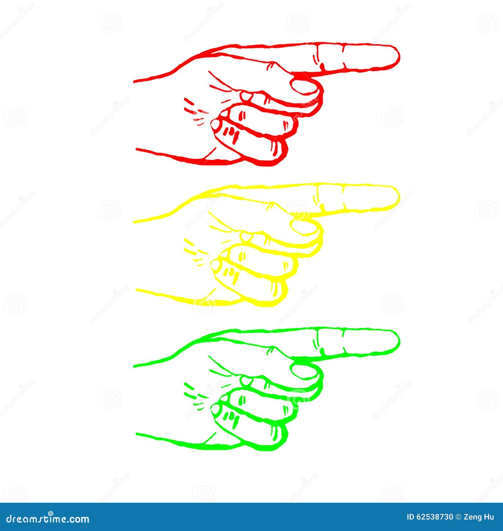 FINGER TRAFFIC LIGHT stock illustration. Illustration of blue - 62538730