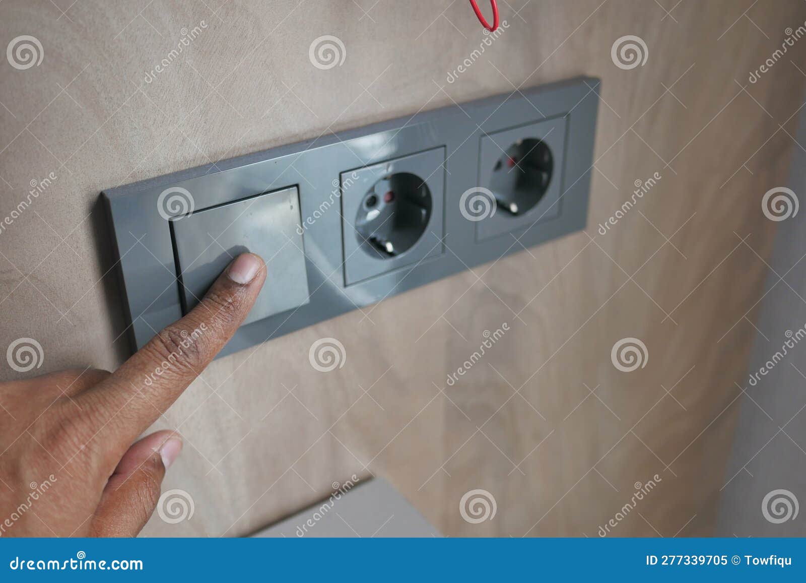 A Finger Turning on Lighting Switch . Stock Image - Image of ...