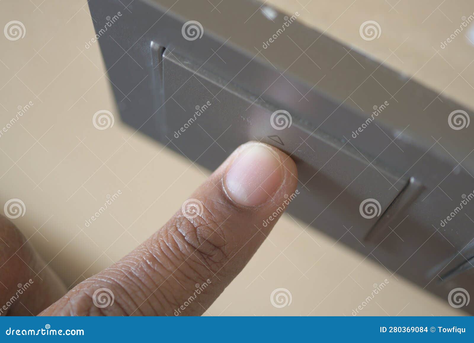 A Finger Turning on Lighting Switch . Stock Photo - Image of indoors ...