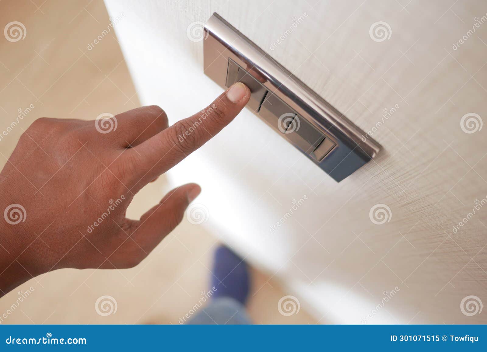 A Finger Turning on Lighting Switch . Stock Image - Image of flip ...