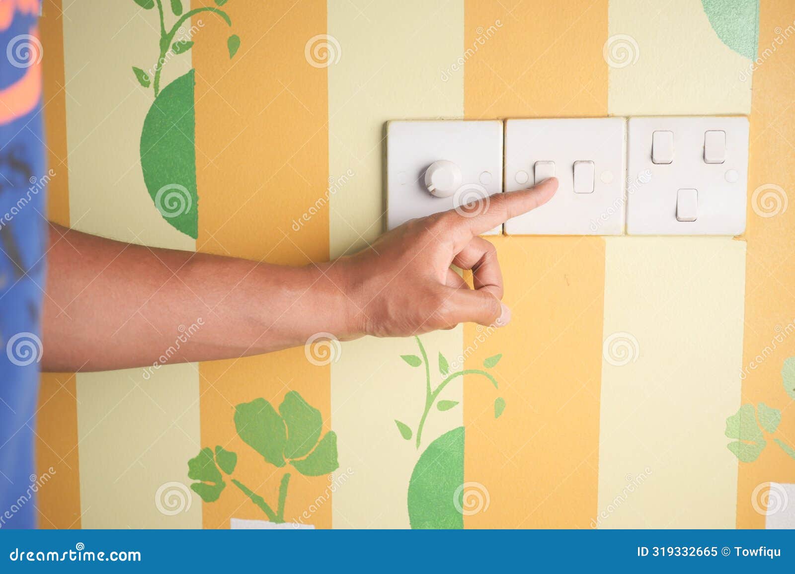 A Finger Turning on Lighting Switch . Stock Image - Image of turn ...