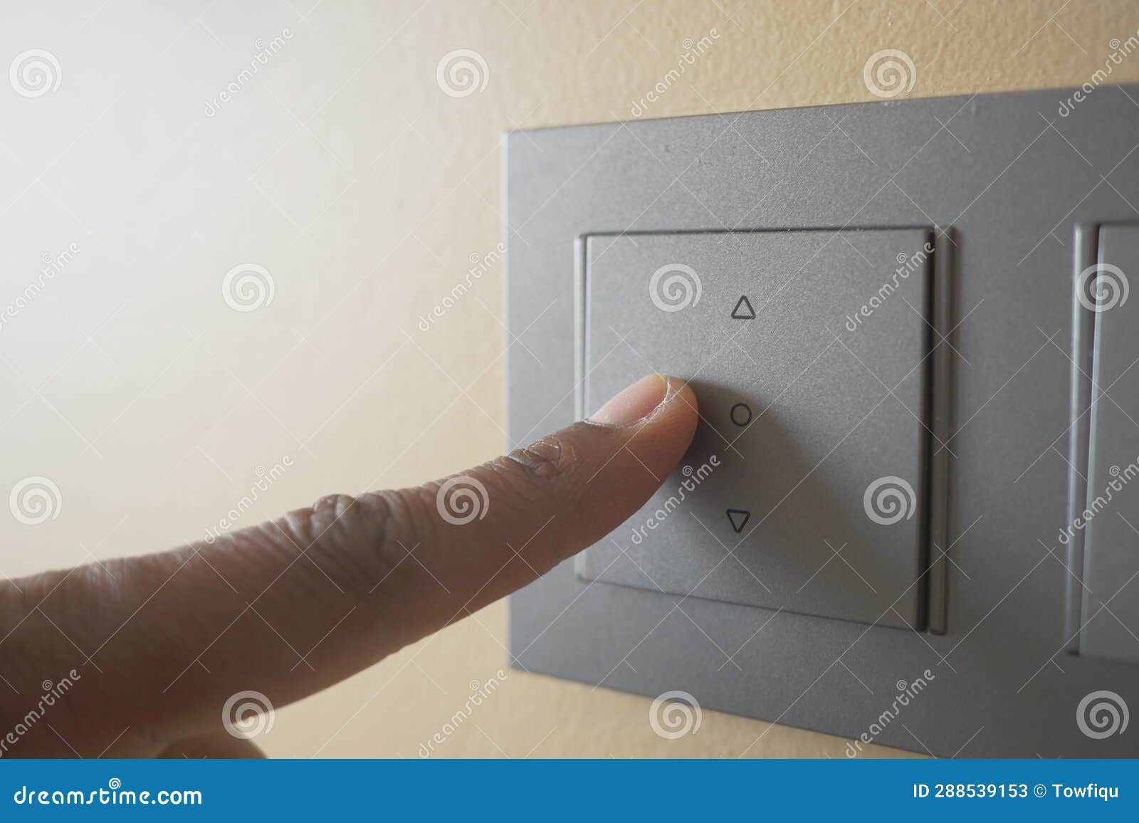 A Finger Turning on Lighting Switch . Stock Image - Image of plastic ...