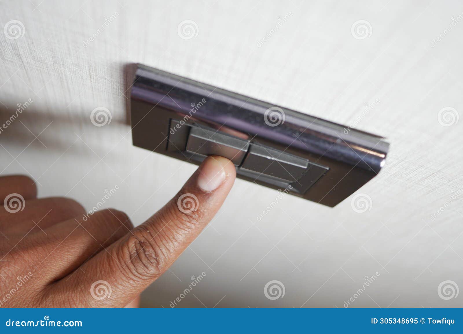 A Finger Turning on Lighting Switch . Stock Image - Image of flip ...