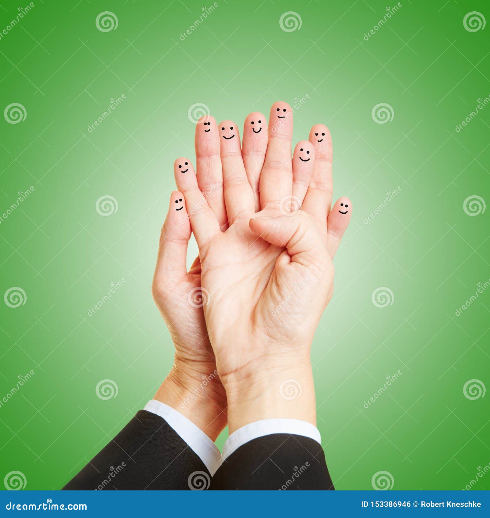 Finger with Face As a Teamwork Concept Stock Photo - Image of ...